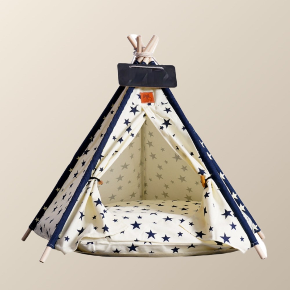 Pet Teepee Tent with Soft Cushion | Starry Sky | Pets Kingdom Australia